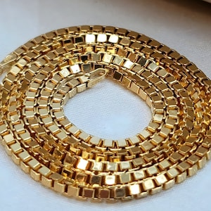 18K Solid Box Chain Necklace, Real 18K Gold Box Chain for Men/women ...