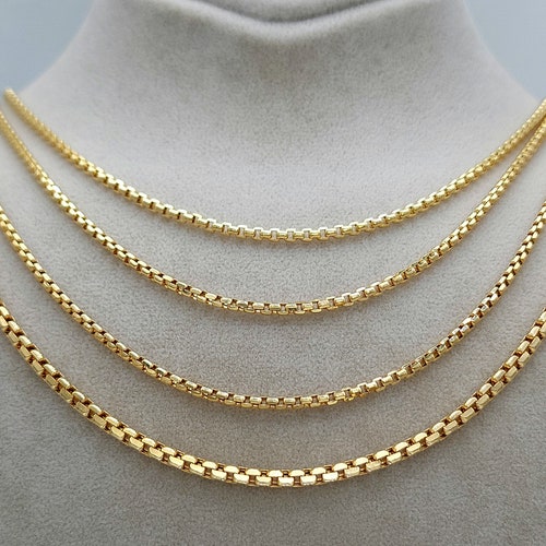 2.6mm Round Box Chain Necklace 14k Yellow Solid Gold Round Box - Etsy
