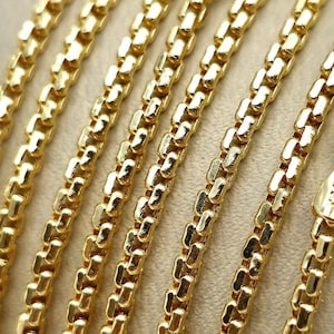 18K Solid Yellow Gold Box Chain Necklace (2mm Thick) - Etsy