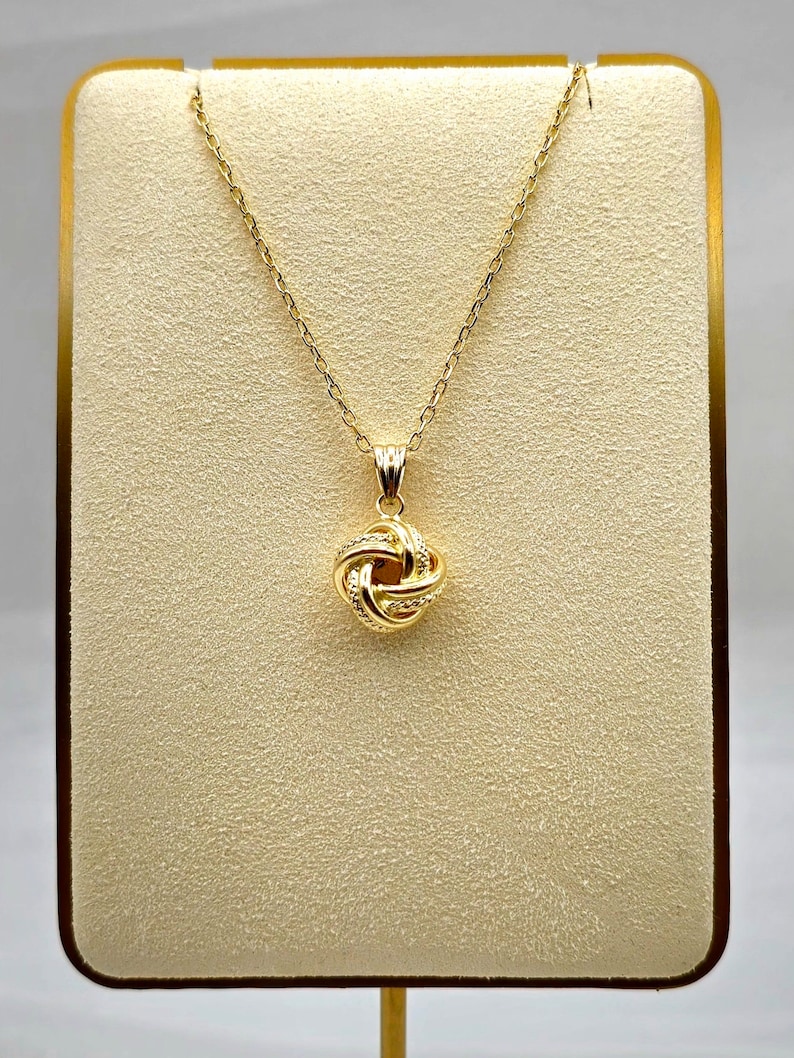 18K Solid Gold Love Knot Jewelry Set: Stud Earrings & Pendant - Etsy