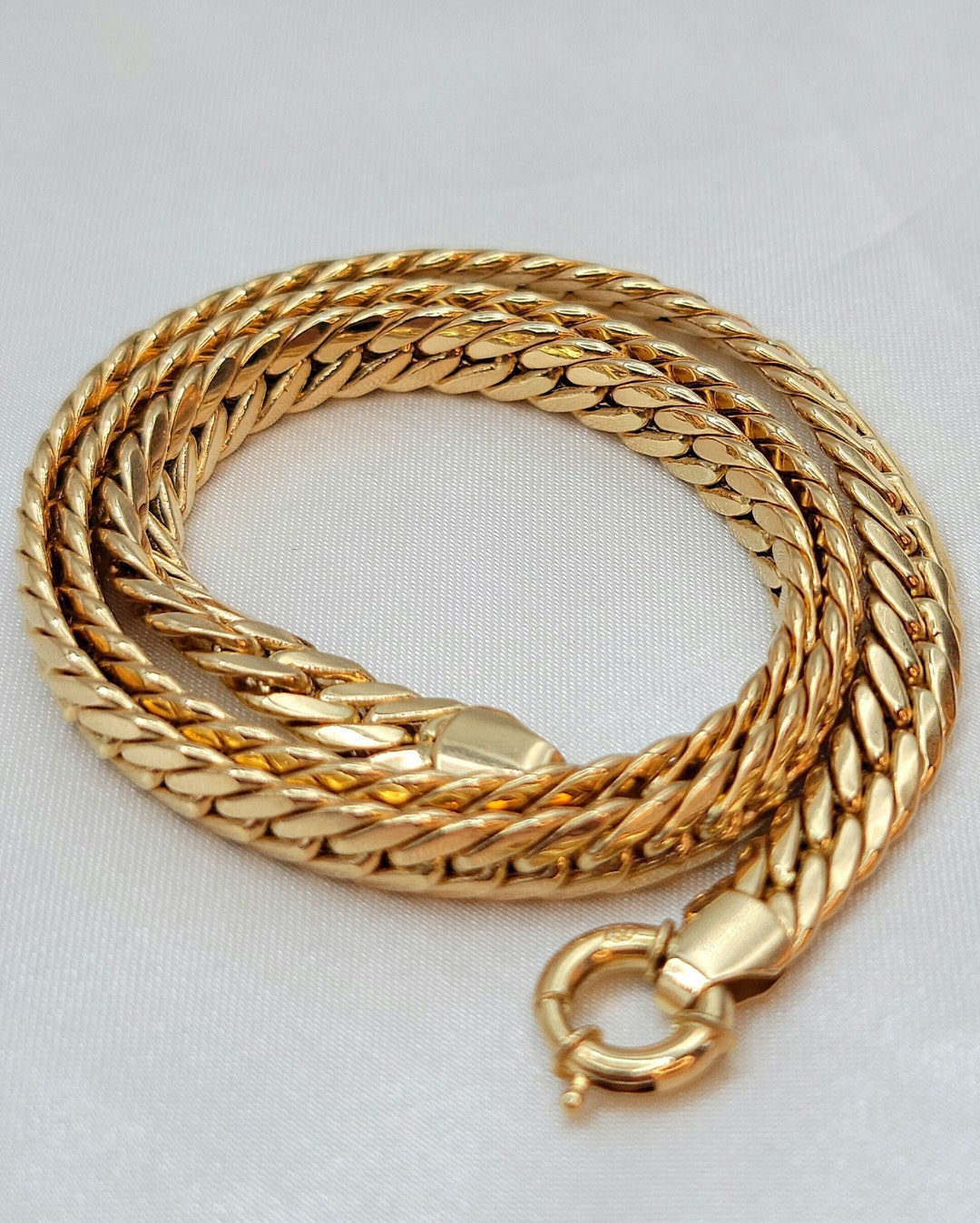 Pure 18K Solid Gold Curb Chain Necklace, 18K Solid Gold Curb Link Chain ...