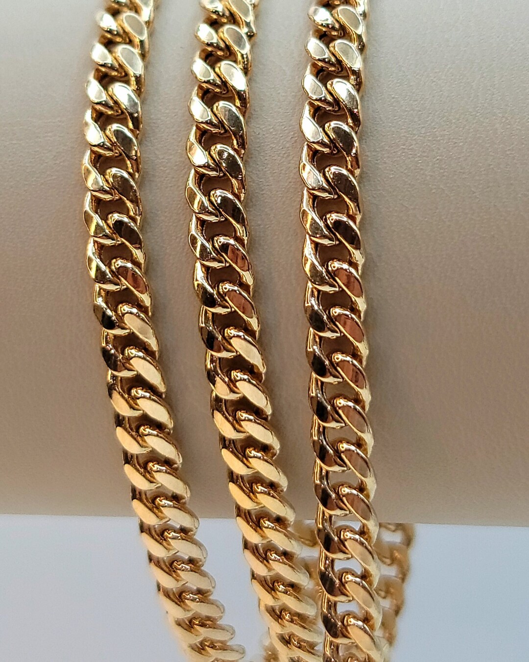 14K Solid Gold Miami Cuban Chain Necklace, Curb Cuban Links Chain, Real ...