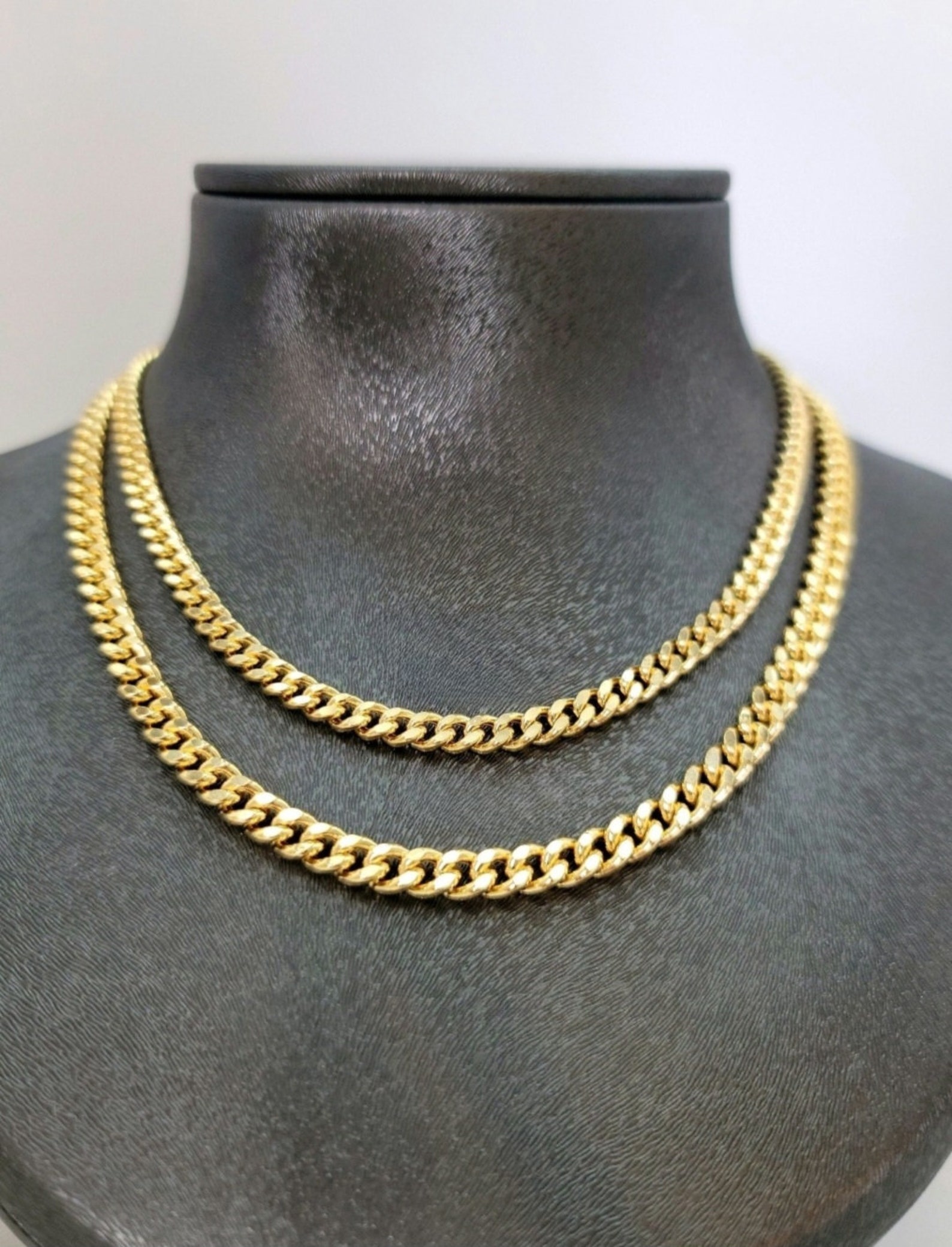 14K Solid Gold Miami Cuban Chain Necklace: Yellow Gold Curb Link - Etsy