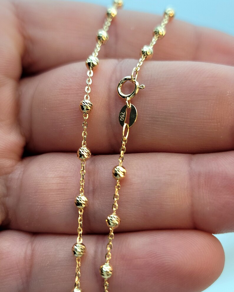 18K Real Gold Bead Chain Necklace Mini Balls Necklace 18K - Etsy