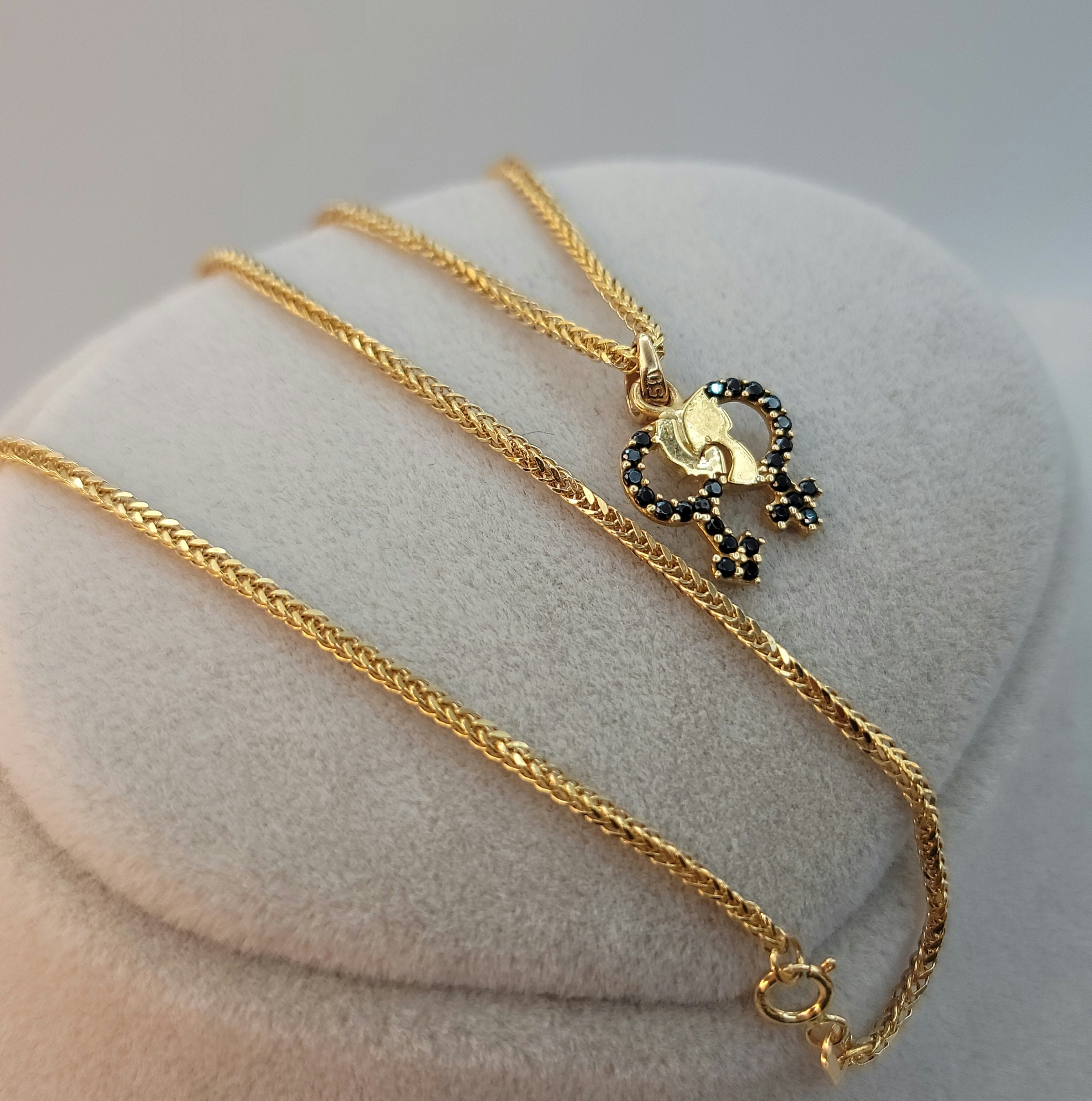 18K Solid Gold Transgender Symbol Necklace: Franco Chain, Cubic ...