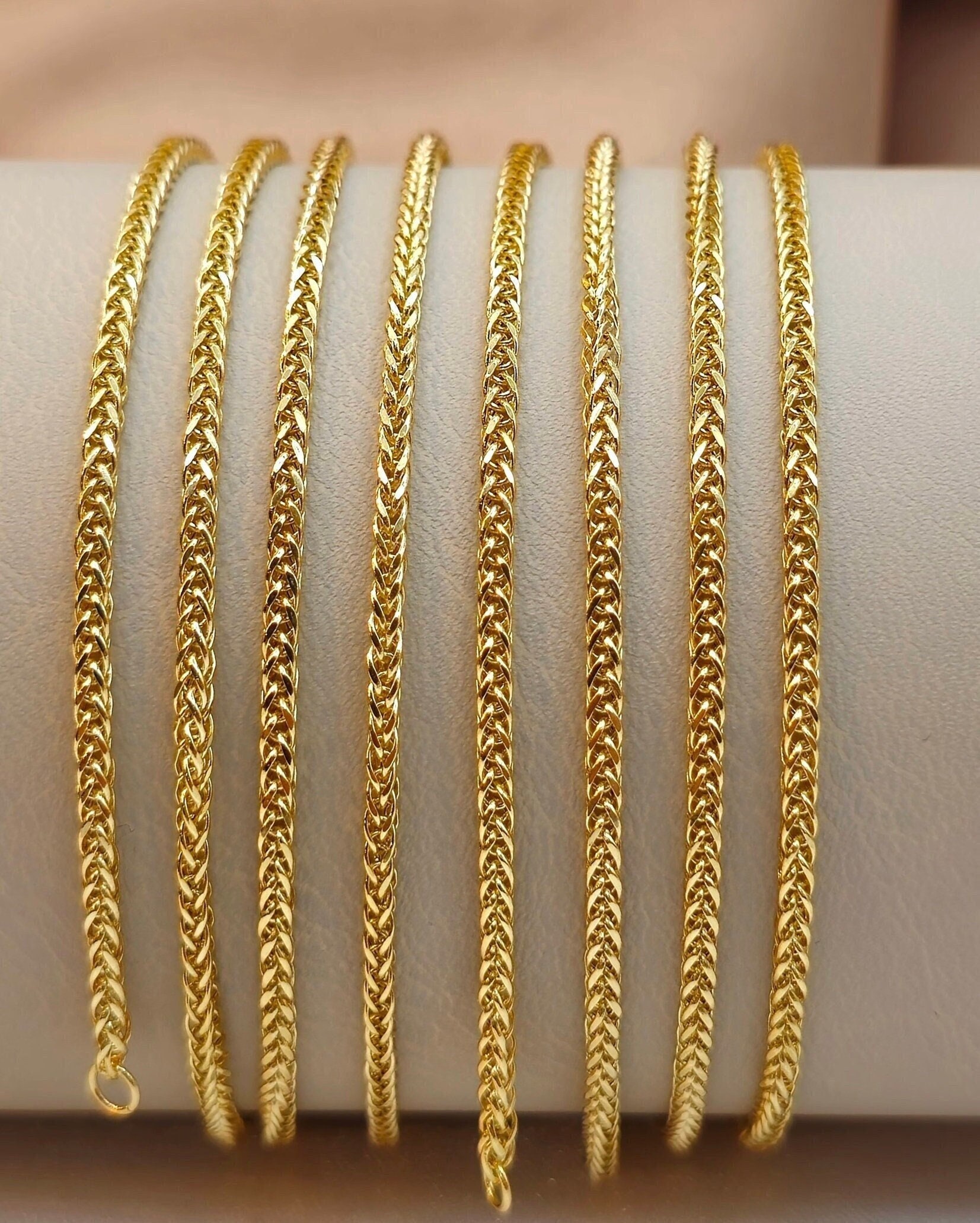 18K Solid Gold Foxtail Chain Necklace: Wheat Chain (2mm Thick) - Etsy