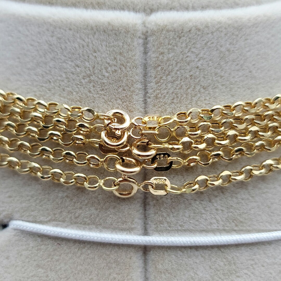 18KT Solid Gold Rolo Chain Necklace, Real 18-karat Rolo Link Chain, 3 ... 18KT Solid Gold Rolo Chain Necklace, Real 18-karat Rolo Link Chain, 3 ...