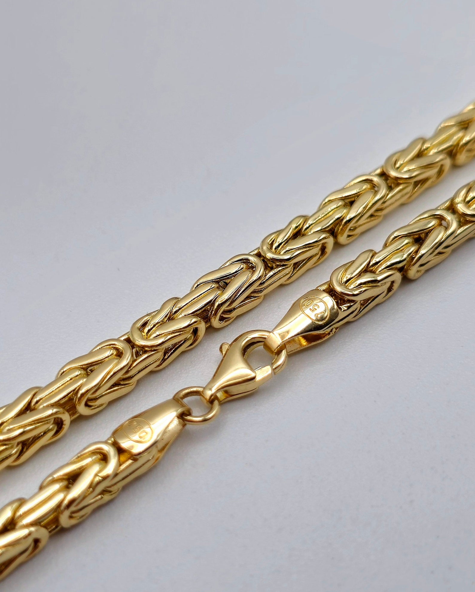 18K Solid Gold Byzantine Chain Necklace or Bracelet Set (3.5MM Thick ...