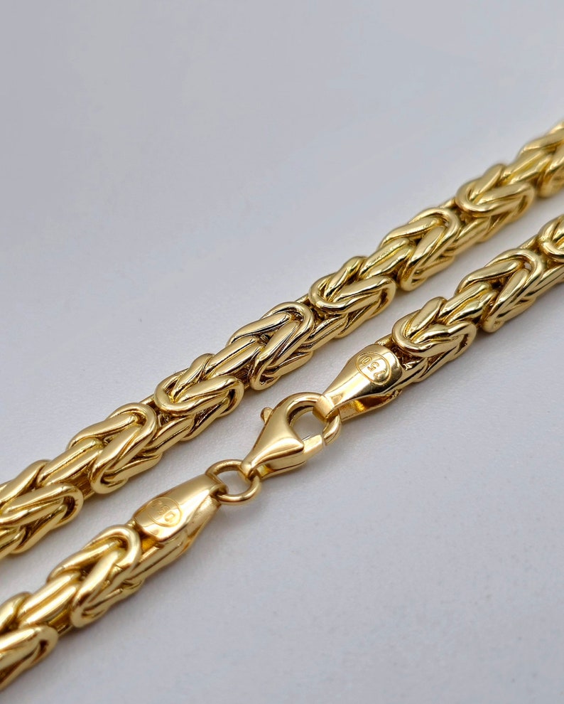 18K Solid Gold Byzantine Chain Necklace or Bracelet Set (3.5MM Thick ...