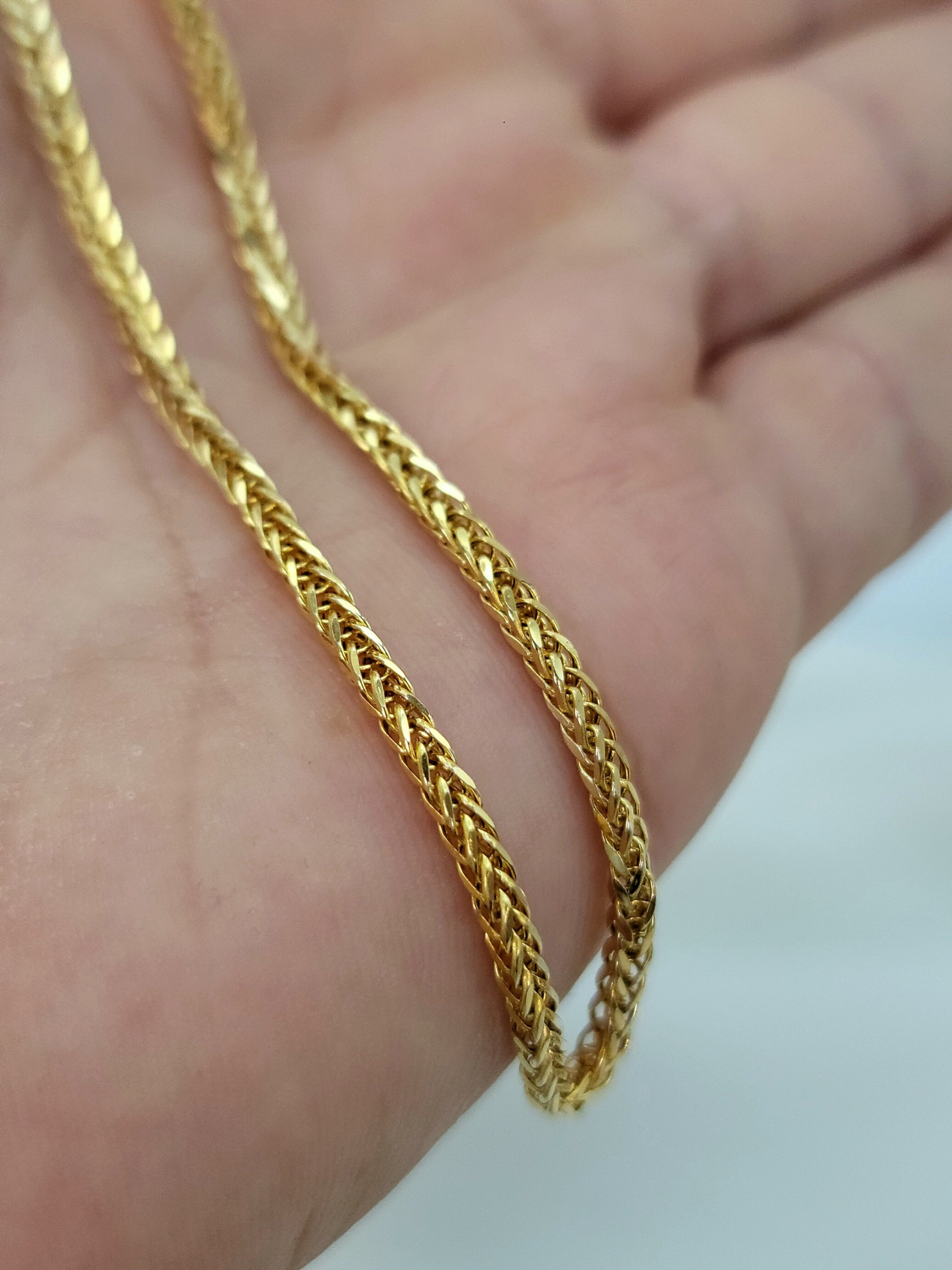 18K Solid Gold Franco Bracelet: Diamond-cut Foxtail Chain, 8 Inch - Etsy