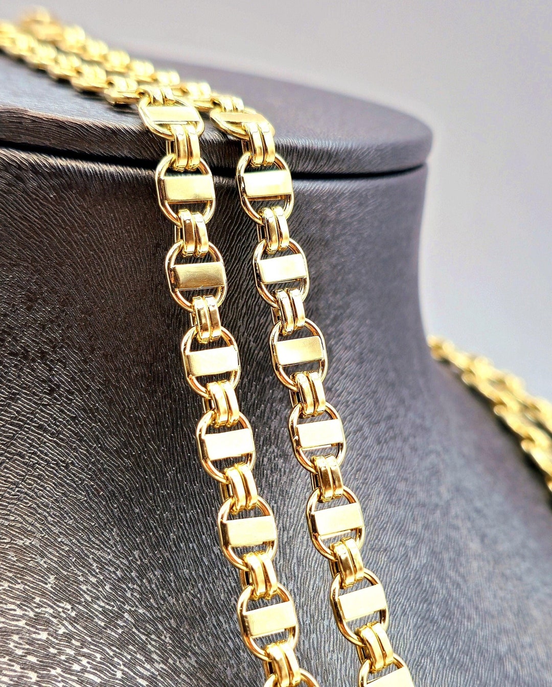 18K Solid Gold Anchor Chain Necklace, 6.5mm Mariner Link - Etsy