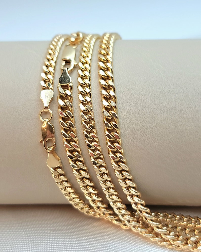 14K Solid Gold Miami Cuban Chain Necklace: Yellow Gold Curb Link - Etsy