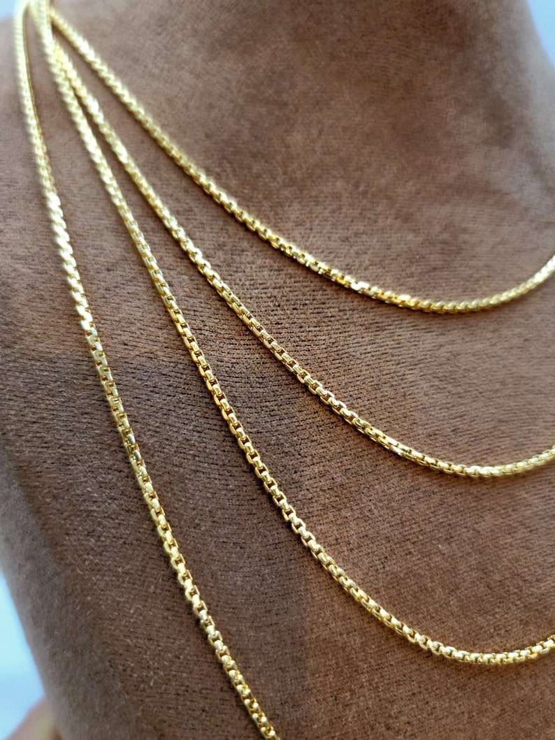 18K Solid Box Chain 18K Pure Gold Box Chain Necklace - Etsy