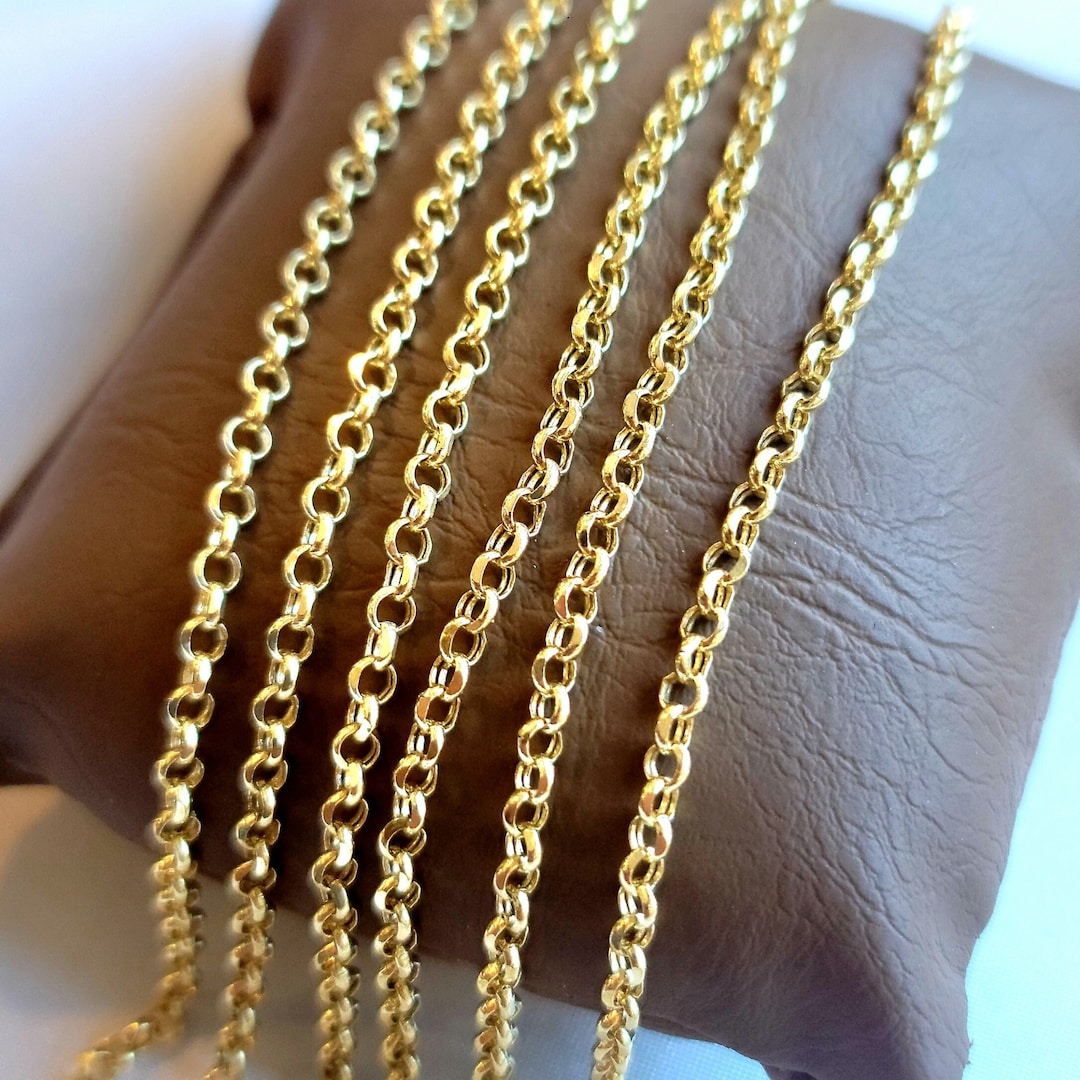 18K Solid Gold Rolo Chain Necklace Real 18K Gold Rolo Links - Etsy 18K Solid Gold Rolo Chain Necklace Real 18K Gold Rolo Links - Etsy