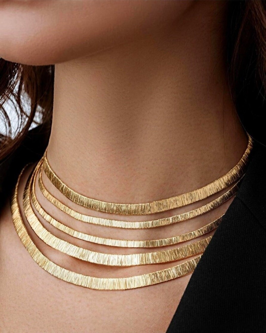 14K Solid Gold Herringbone Chain Necklace, Specialty New Design ...