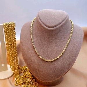 18K Solid Gold Rope Chain Necklace: 3mm Twisted Yellow Gold - Etsy