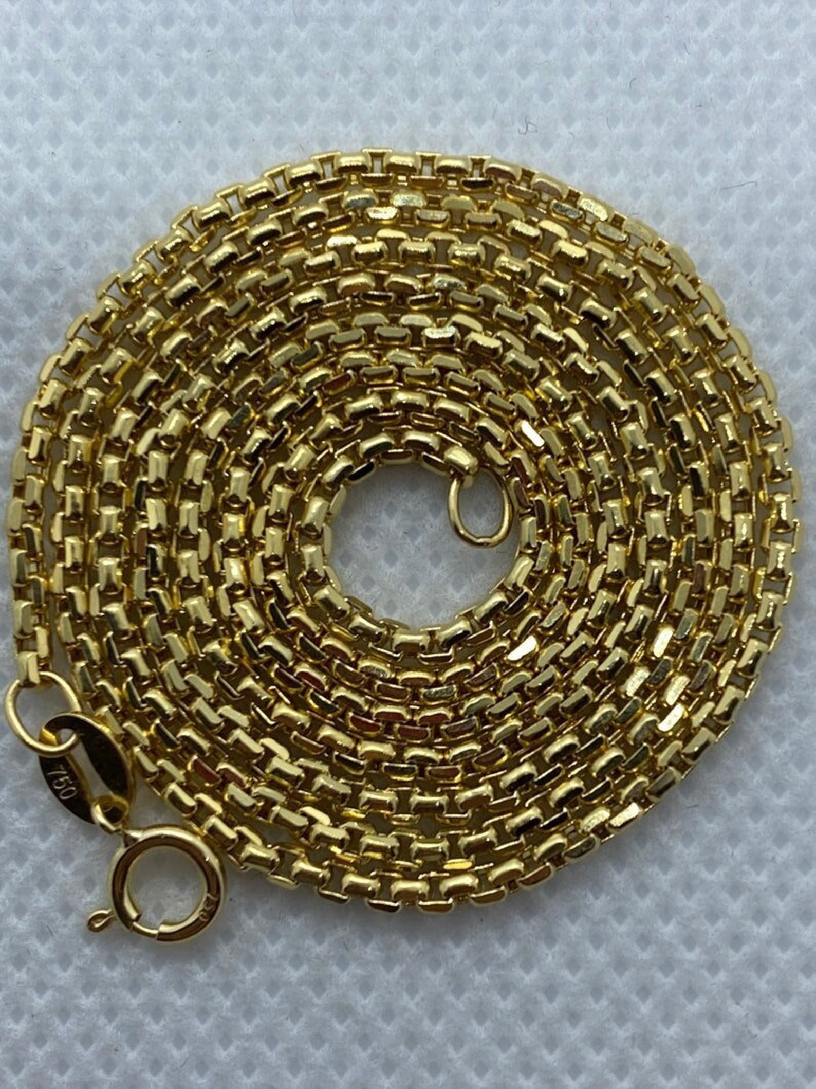 18K Solid Yellow Gold Box Chain Necklace 202224 Inches 2mm - Etsy