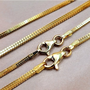 18K Solid Gold Box Bismark Chain, Bismark Mesh Necklace Chain, Real 18K ...