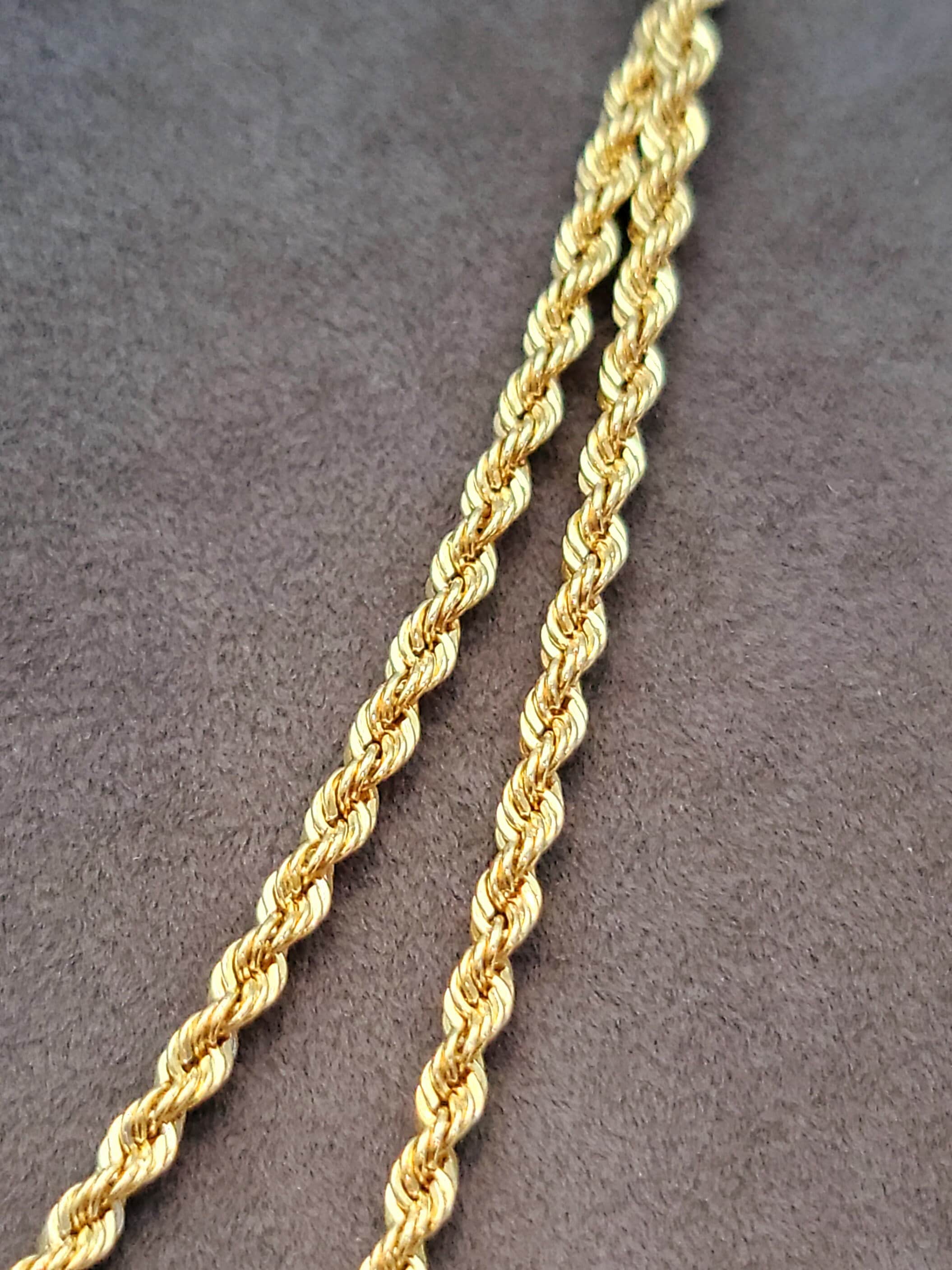 18K Solid Gold Rope Chain Necklace: 2.5mm Yellow Gold - Etsy