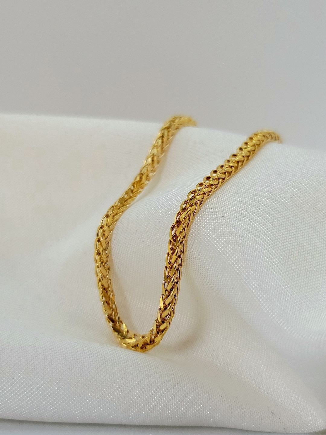18K Solid Gold Franco Bracelet: Diamond-cut Foxtail Chain, 8 Inch - Etsy