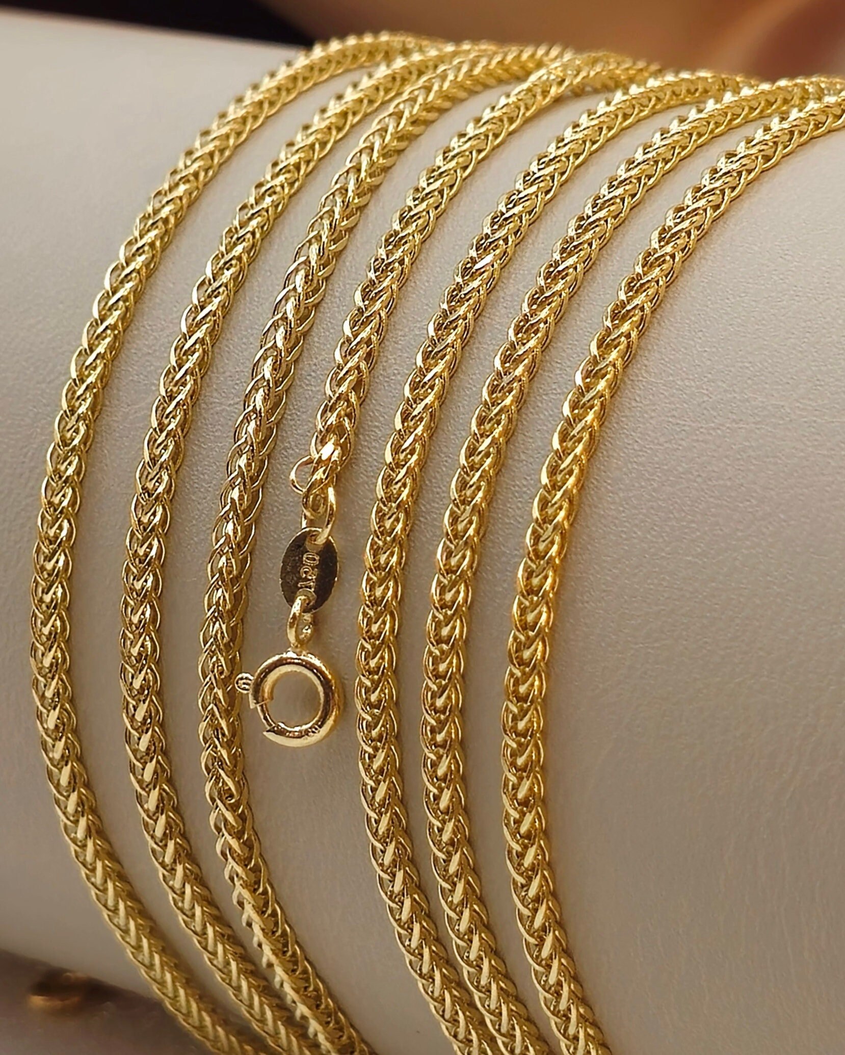 18K Solid Gold Foxtail Chain Necklace: Wheat Chain (2mm Thick) - Etsy