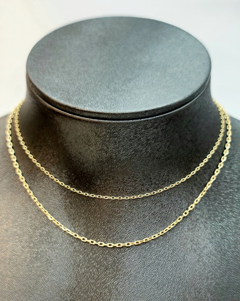 Solid 18K Gold Cable Chain Necklace: Real Gold Links, 1mm-2mm Thick - Etsy