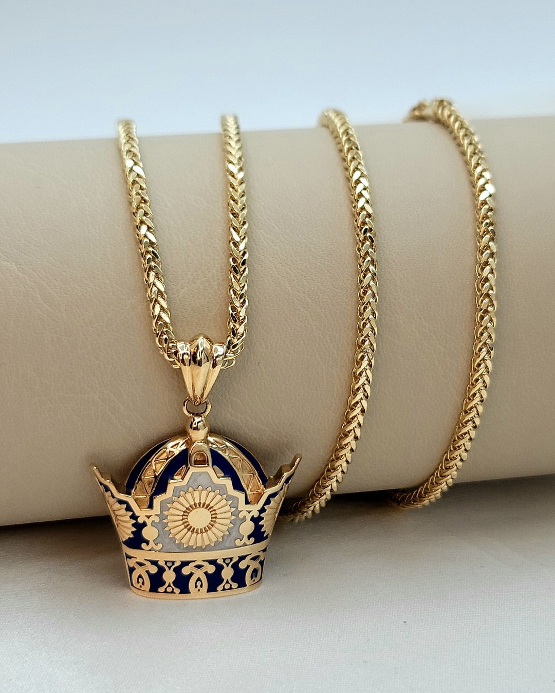 18K Solid Gold Charm Necklace, the Imperial Crown Jewels of Persia ...