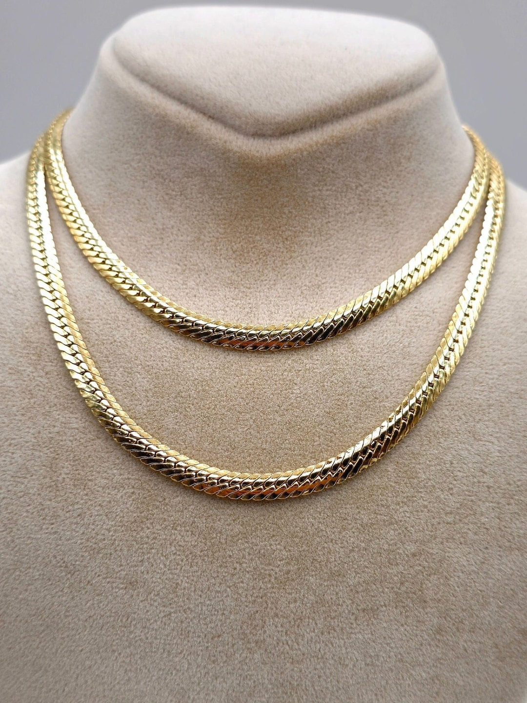 Pure 14K Solid Gold Curb Chain Necklace, 14K Solid Gold Curb Link Chain ...