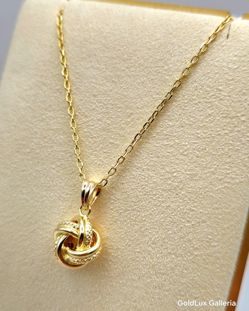18K Solid Gold Love Knot Jewelry Set: Stud Earrings & Pendant - Etsy