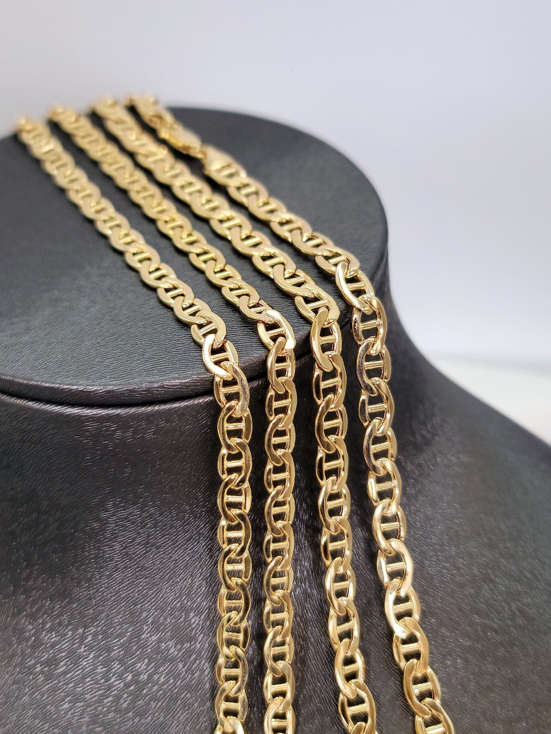 14k Solid Gold Anchor Chain Necklace Real 14k Gold Mariner Anchor Chain For Men And Women 5mm