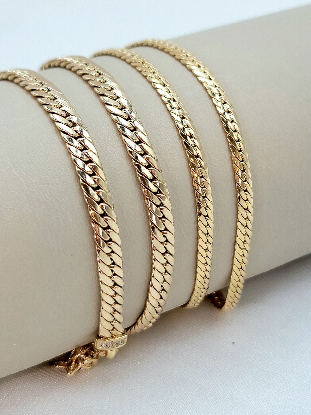 18K Solid Gold Curb Link Chain Necklace, Pure 18K Gold Curb Chain for ...