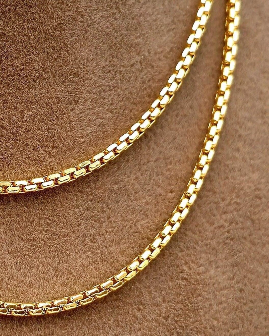 18K Solid Yellow Gold Box Chain Necklace, Real 18K Gold Box Chain for ...