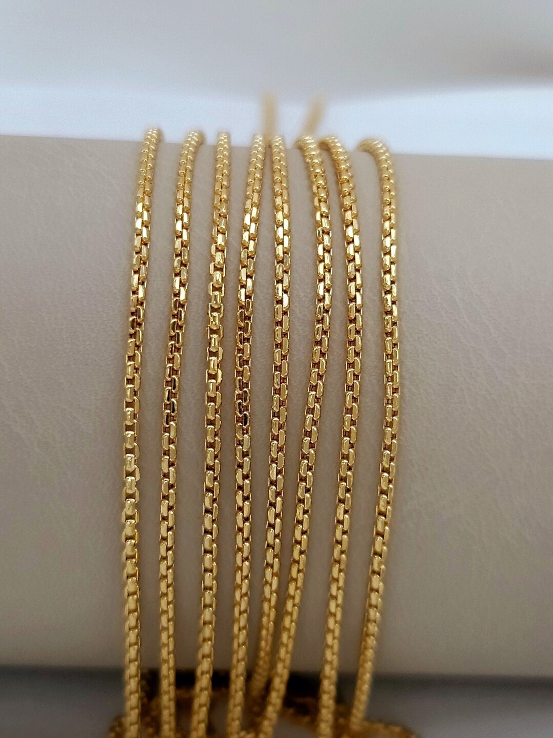 18K Solid Box Chain, 18K Pure Gold Box Chain Necklace, Diamond-cut, Men ...