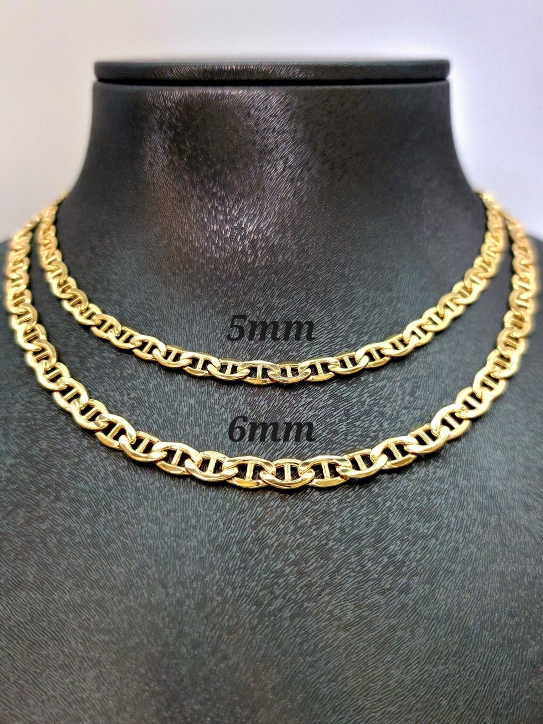 18K Solid Gold Anchor Chain Necklace: Mariner Style, 5-6mm - Etsy