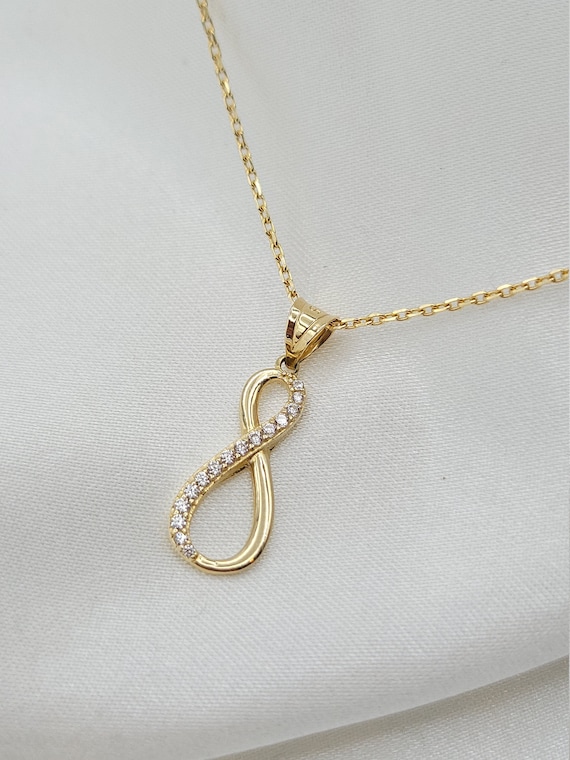 Solid Gold Infinity Necklace 14K Flat Cable Chain 17 | Etsy