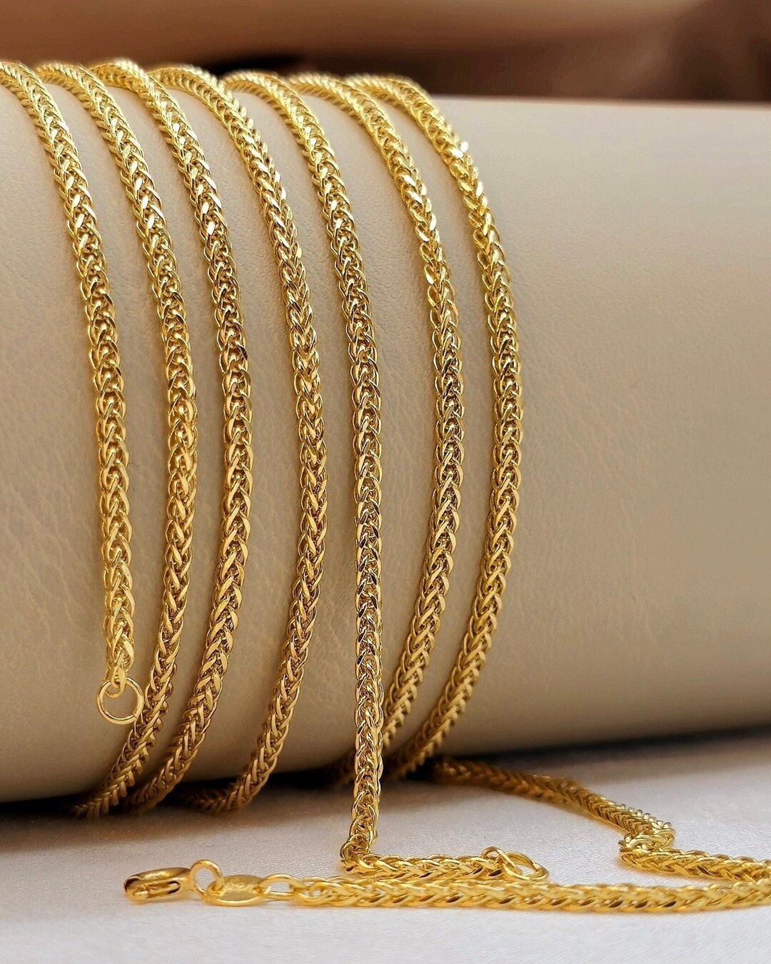 18K Solid Gold Foxtail Chain Necklace: Wheat Chain (2mm Thick) - Etsy