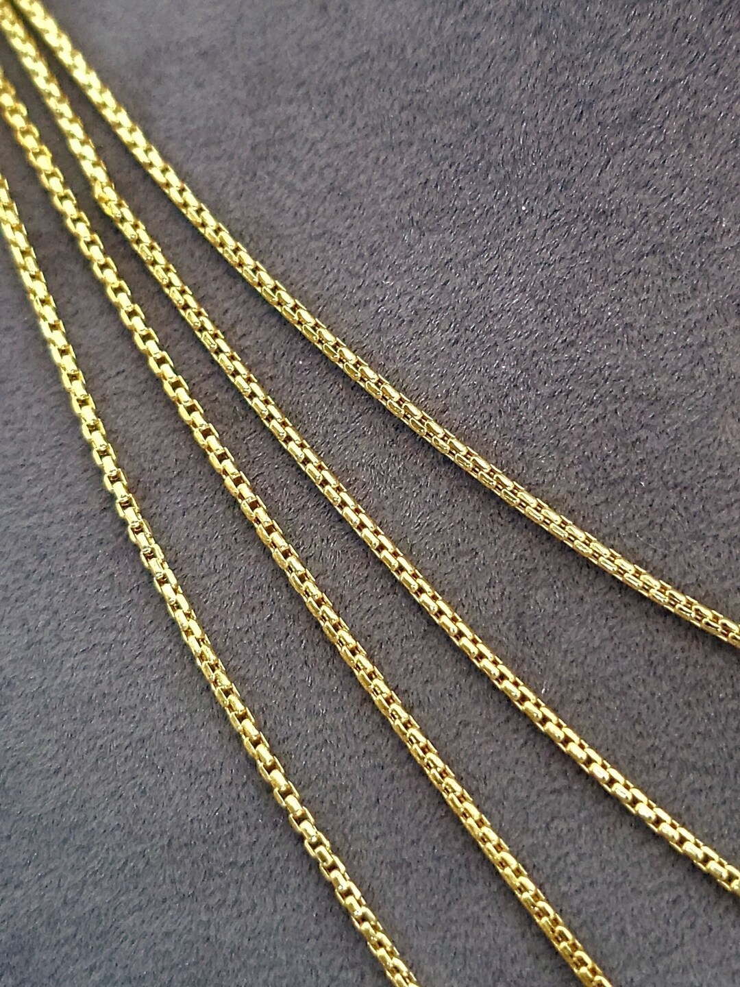 18K Solid Gold Box Chain Necklace,16 24 Diamond-cut Round Box Chain ...