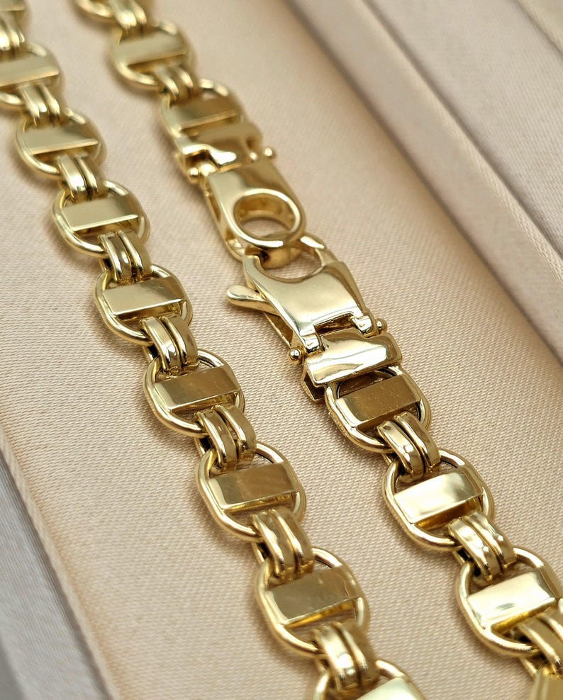 18K Solid Gold Anchor Bracelet: Mariner Chain, 6.5mm Thick - Etsy