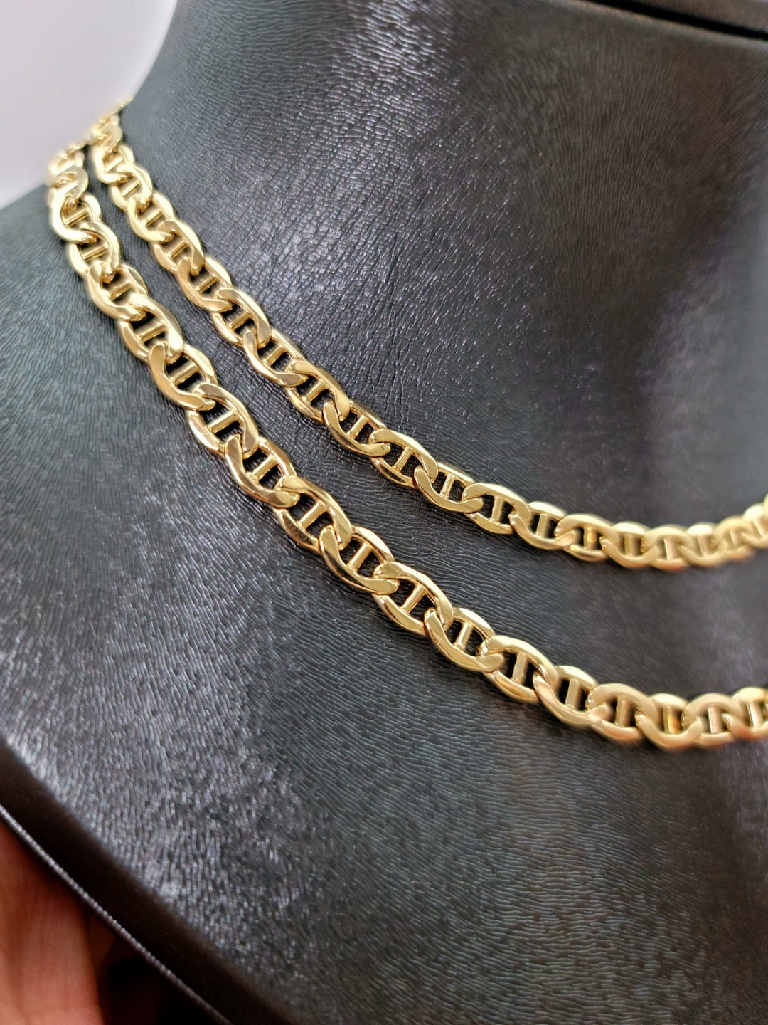 18K Solid Gold Anchor Chain Necklace: Mariner Style, 5mm-6mm Wide - Etsy