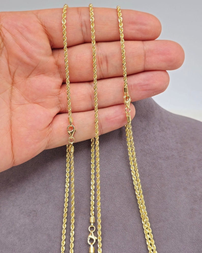 18K Solid Gold Rope Chain Necklace: Twisted Yellow Gold, 18 Inch - Etsy