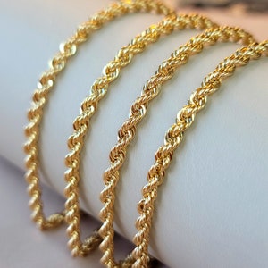 18K Gold Rope Chain Necklace, 18K Solid Gold Rope Chain 4mm_16"- 26.5 ...