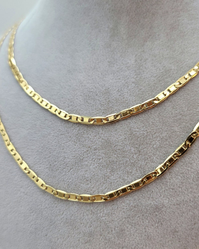 18K Solid Gold Anchor Chain Necklace: 3.5mm Mariner Chain - Etsy