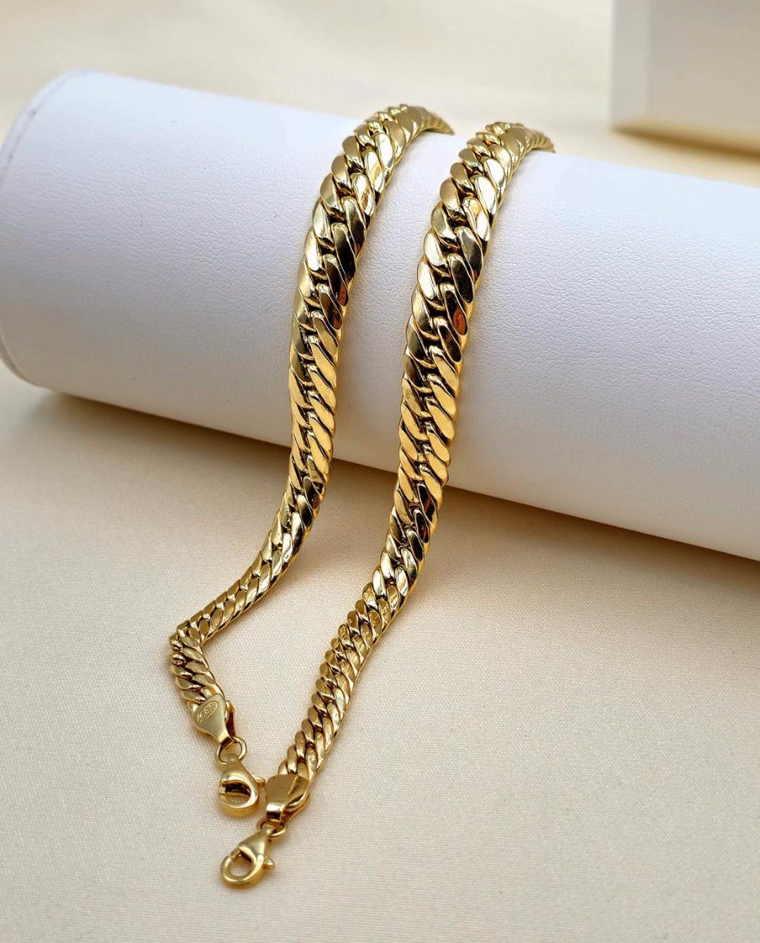 Solid 14K Gold Curb Bracelet: Chunky Tight-link Chain, 9MM - Etsy
