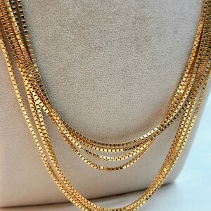 18K Solid Gold Box Chain Necklace, Real 18K Gold Box Links Chain, Solid ...