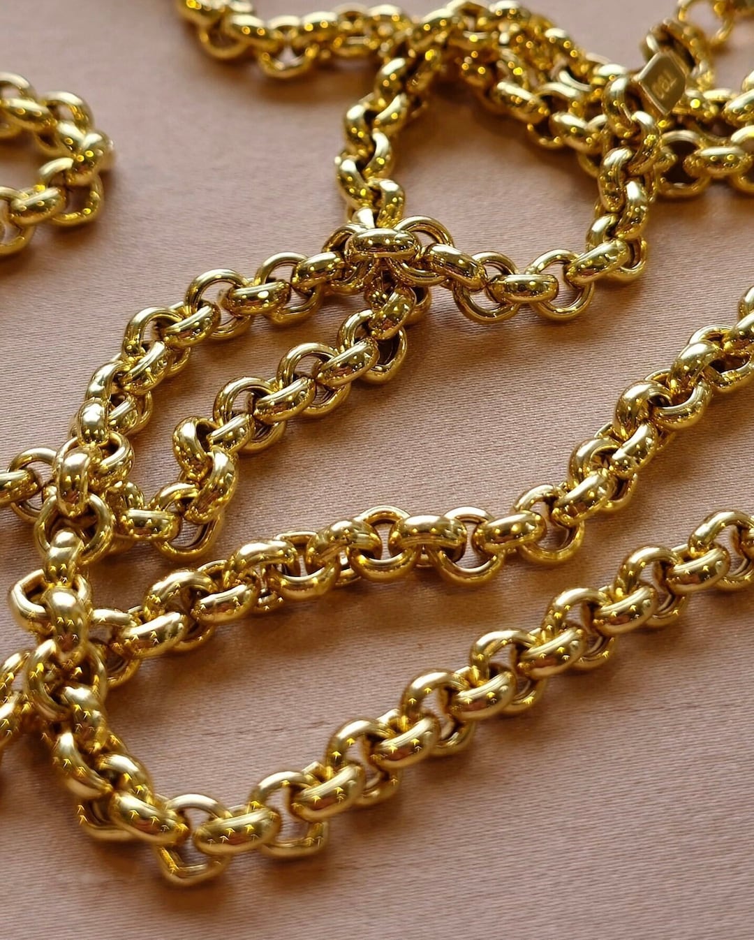 18K Solid Gold Rolo Chain Necklace/ 18K Yellow Pure Gold Rolo Links ... 18K Solid Gold Rolo Chain Necklace/ 18K Yellow Pure Gold Rolo Links ...