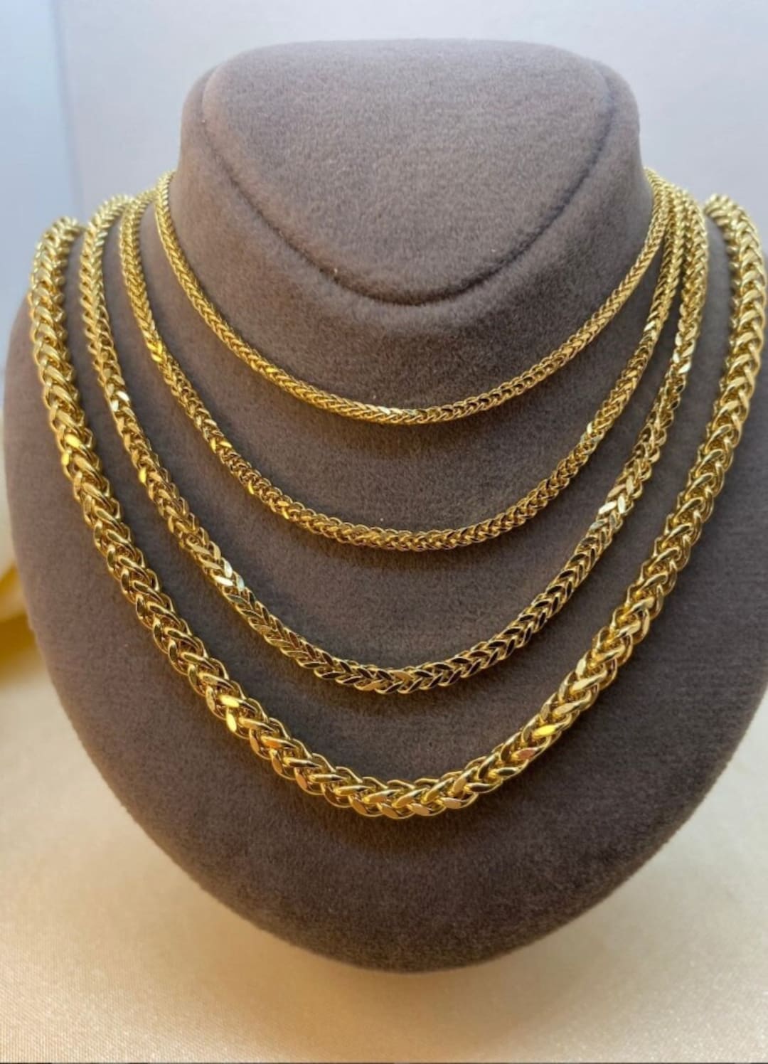 18k Gold Franco Chain, Franco Foxtail Chain, Foxtail Necklace, Trending ...