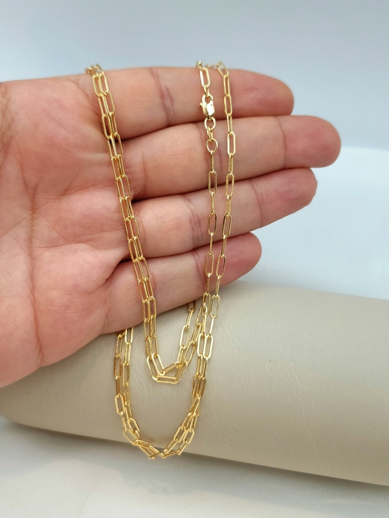 18K Solid Gold Paperclip Chain Necklace 18K Yellow Gold - Etsy