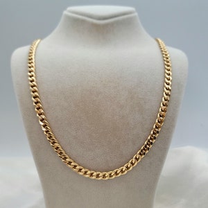 18K Solid Gold Miami Cuban Chain Necklace, Real 18K Gold Curb Links ...