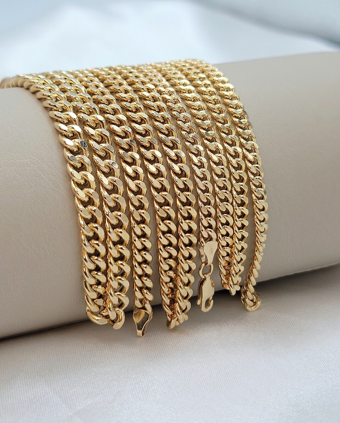 14K Solid Gold Miami Cuban Chain Necklace: Yellow Gold Curb Link - Etsy