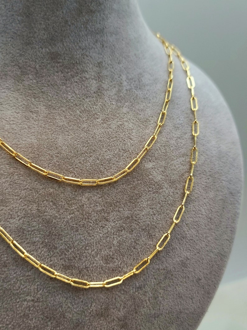 18K Solid Gold Paperclip Chain Necklace 18K Yellow Gold - Etsy